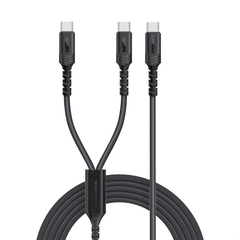 PROMATE 140W BRAIDED C2C DUAL CABLE – Ricky Cell